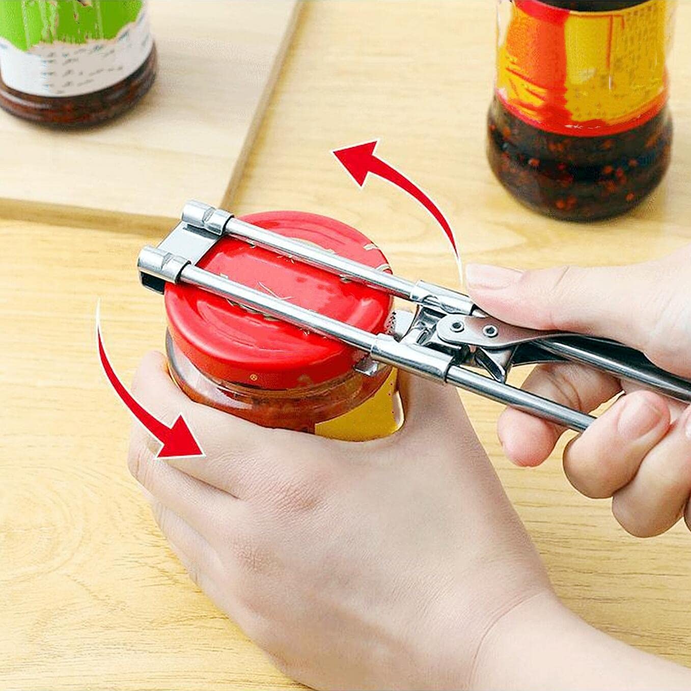 2023 New Jar Opener for Weak Hands, Adjustable Stainless Steel Can Opener, Jar Gripper Tight Lid Opener, Kitchen Gadgets, Easy Jar Opener for the Elderly and Children (A1-1PCS-Standard Model)