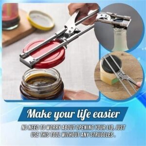 2023 New Jar Opener for Weak Hands, Adjustable Stainless Steel Can Opener, Jar Gripper Tight Lid Opener, Kitchen Gadgets, Easy Jar Opener for the Elderly and Children (A1-1PCS-Standard Model)