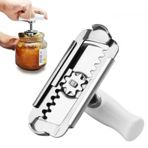 Jar Opener, Caliamary Jar Lid Opener for Seniors with arthritis, Adjustable Stainless Steel Lids Off Easy Jar Opener for 0.98-3.93inch Bottle Can (White)