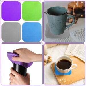 4pcs Jar Gripper Pads, Multifunctional Rubber Jar Gripper Pads Square-Shaped Jar Opener Grippers Kitchen Coaster for Elderly Children Women Weak Hands (4 Colors)