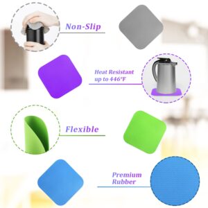 4pcs Jar Gripper Pads, Multifunctional Rubber Jar Gripper Pads Square-Shaped Jar Opener Grippers Kitchen Coaster for Elderly Children Women Weak Hands (4 Colors)