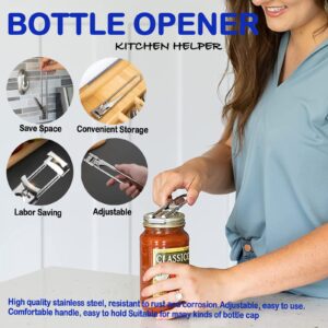 2023 Adjustable Stainless Steel Lid Opener, Easy Twist Jar Opener and Bottle Cap Remover, Ergonomic Design Kitchen Tool, Perfect for Individuals with Weak Hands or Arthritis