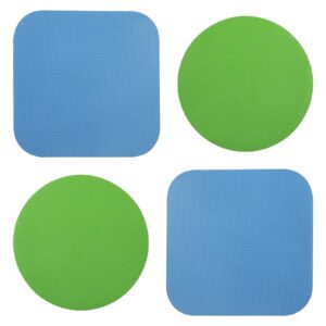 rubber jar opener gripper pads, 4pcs bottle opening pad multi-function anti skid jar opener, jar lid remover kitchen silicone coasters heat insulation pad for seniors & weak hands (light blue, green)