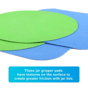 Rubber Jar Opener Gripper Pads, 4pcs Bottle Opening Pad Multi-Function Anti Skid Jar Opener, Jar Lid Remover Kitchen Silicone Coasters Heat Insulation Pad for Seniors & Weak Hands (Light Blue, Green)