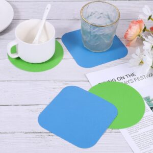 Rubber Jar Opener Gripper Pads, 4pcs Bottle Opening Pad Multi-Function Anti Skid Jar Opener, Jar Lid Remover Kitchen Silicone Coasters Heat Insulation Pad for Seniors & Weak Hands (Light Blue, Green)