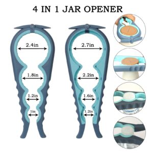 Jar Opener Bottle Opener,5 In 1 Multi Function Can Opener-Ergonomic Multifunctional Kitchen Tools Set For Weak Hand, Children，Elderly, Seniors, Arthritis Sufferers 2 Pack