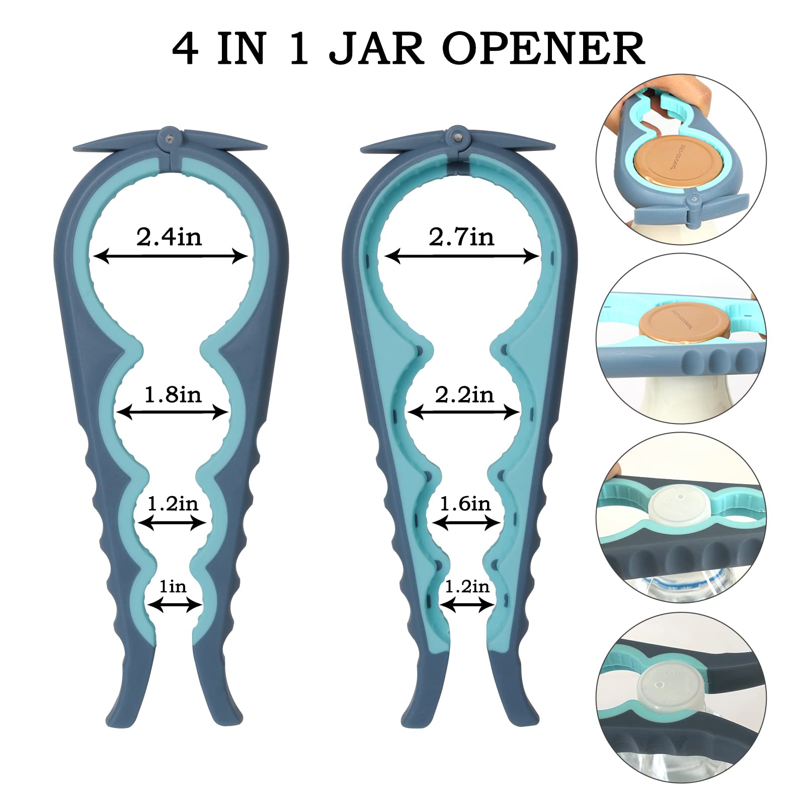 Jar Opener Bottle Opener,5 In 1 Multi Function Can Opener-Ergonomic Multifunctional Kitchen Tools Set For Weak Hand, Children，Elderly, Seniors, Arthritis Sufferers 2 Pack