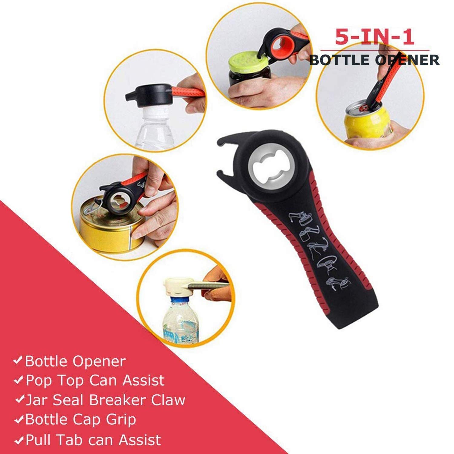 Jar Grip Opener Bottle Opener Set of 3,Multi Kitchen Tools Set,Rubber Jar,Non Slip Gripper Pad,Jar Openers Get Lids Off Easily for Weak, Senior, Arthritis Hands