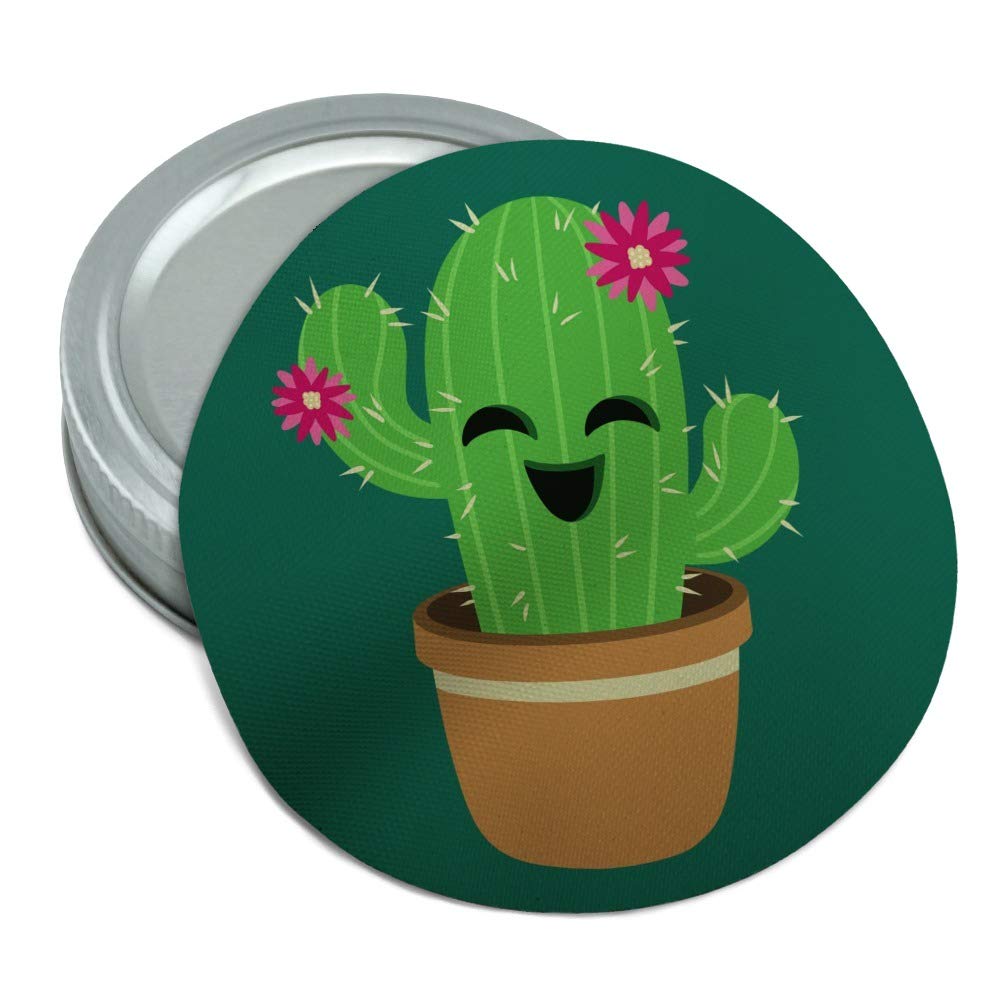 Cute Cactus in Pot with Pink Flowers Round Rubber Non-Slip Jar Gripper Lid Opener