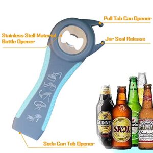 Inaouril Jar Opener Gripper, 5 in 1 Multi Functional Can Opener Bottle Opener Kitchen helper Kit with Silicone Handle Easy to Use for Children, Elderly Weak Hands and Arthritis Sufferers Set of 2