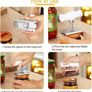 Jar Opener for Weak Hands, Jar Opener Tool - Adjustable Stainless Steel Good Grip Jar Opener for for Seniors Arthritis Women Chilren Elderly to Open Jar Easily