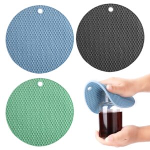 lusofie 3pcs silicone jar opener gripper pad, rubber jar opener gripper pad multi-purpose round honeycomb jar opener for weak hands bottle lid opener 17cm/6.69inch