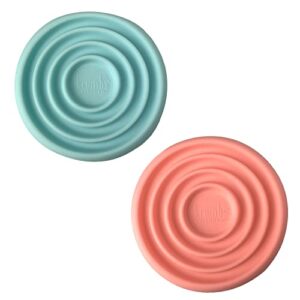 krumbs kitchen essentials grip & twist silicone jar opener non slip gripper pad opens any jar size bottle lid opener for weak hands - set of 4 - blue (2) & pink (2)