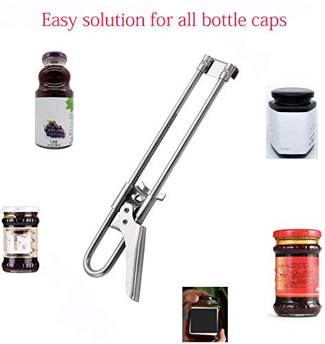 Quian 45 Jar Opener, Drink Opener, Bottle Opener, Adjustable Stainless Steel Can Opener and 5 in 1 Multifunctional Can Opener, Suitable for Elderly, Children, Women (2 packs) (Jar Opener-red)