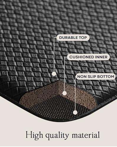 Homergy Anti Fatigue Kitchen Mats for Floor 2 PCS, Memory Foam Cushioned Rugs, Comfort Standing Desk Mats for Office, Home, Laundry Room, Waterproof & Ergonomic, 17.3×30.3 & 17.3×59, Black