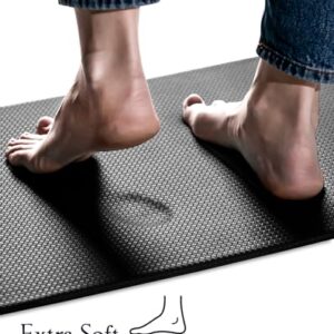 Homergy Anti Fatigue Kitchen Mats for Floor 2 PCS, Memory Foam Cushioned Rugs, Comfort Standing Desk Mats for Office, Home, Laundry Room, Waterproof & Ergonomic, 17.3×30.3 & 17.3×59, Black