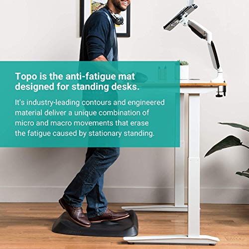 Topo Comfort Mat by Ergodriven | The Original Not-Flat Anti-Fatigue Standing Desk Mat with Calculated Terrain | Accessories | Obsidian Black