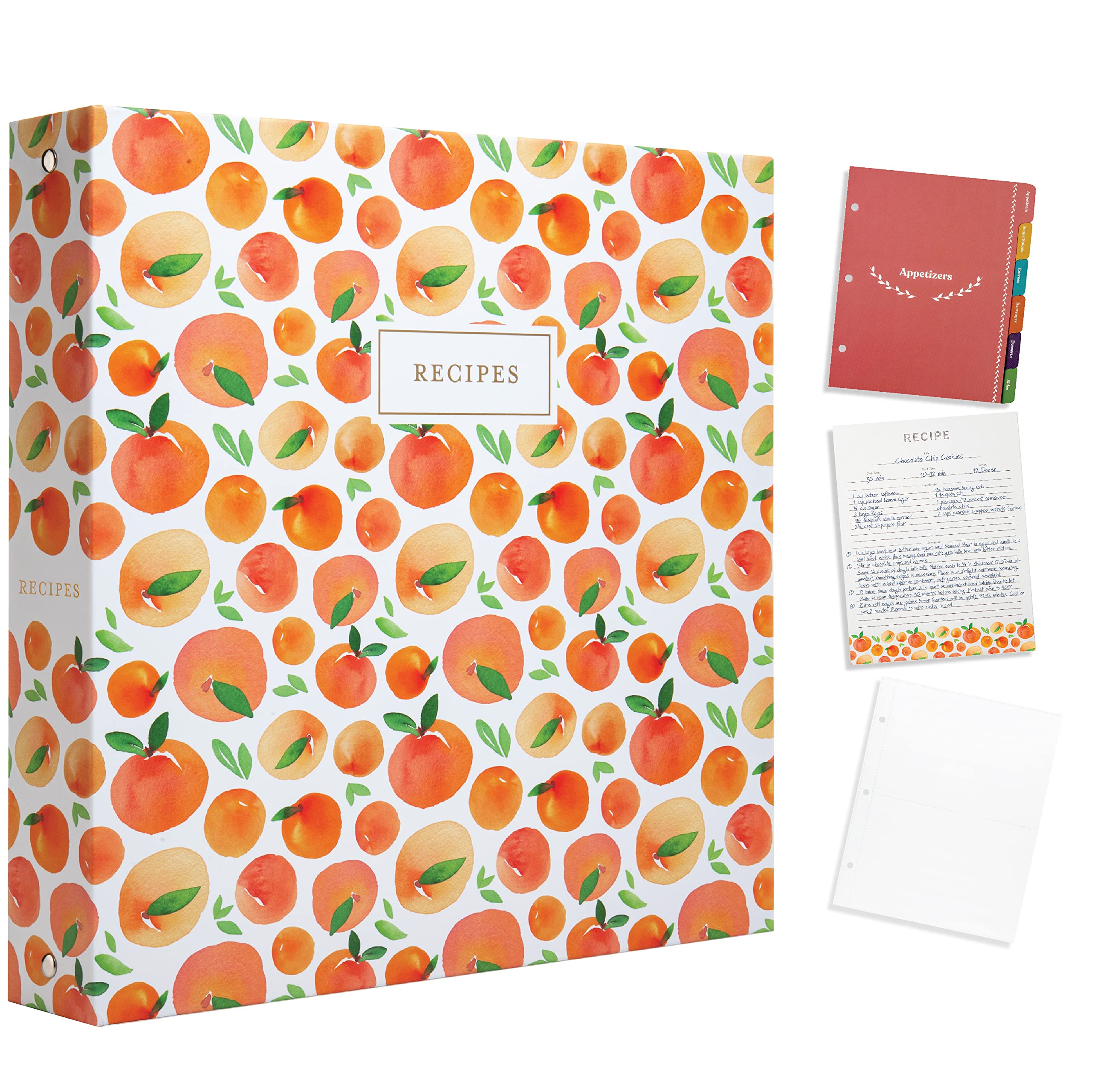 Jot & Mark Recipe 3 Ring Binder 8.5x11 | Full-Page with Clear Protective Sleeves to Write in Your Own Recipes and Color Printing Paper for Family Recipes