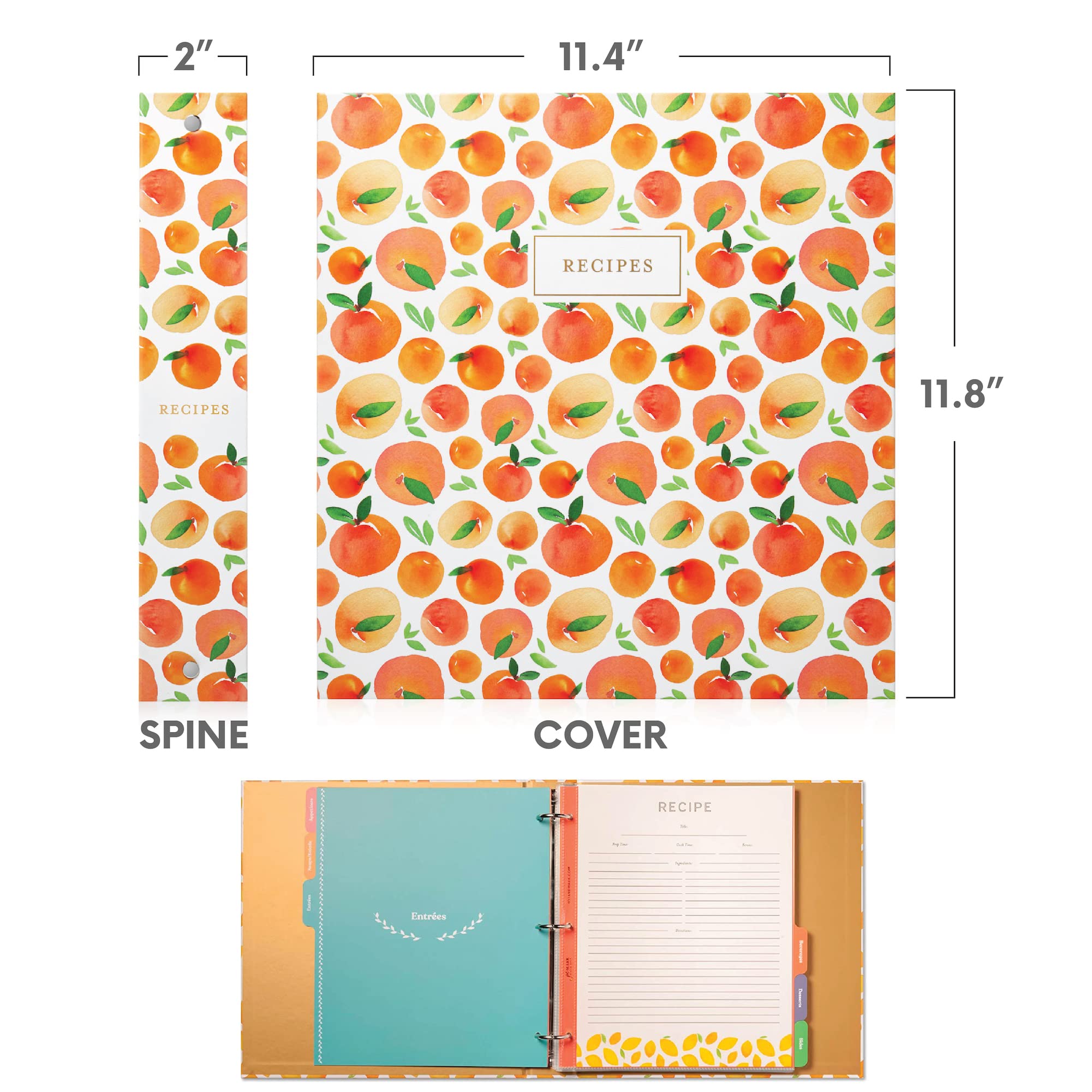 Jot & Mark Recipe 3 Ring Binder 8.5x11 | Full-Page with Clear Protective Sleeves to Write in Your Own Recipes and Color Printing Paper for Family Recipes