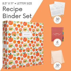 Jot & Mark Recipe 3 Ring Binder 8.5x11 | Full-Page with Clear Protective Sleeves to Write in Your Own Recipes and Color Printing Paper for Family Recipes