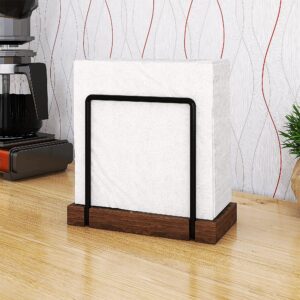 Modern Wooden Napkin Holder for Table with Black Steel Wire-Farmhouse Napkins Holder Dispenser-Napkin Holders for Kitchen & Dining Tables Decor