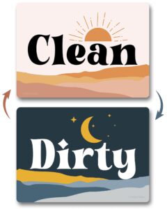 boho decor dishwasher magnet clean dirty sign, strong clean dirty magnet for dishwasher, universal dirty clean dishwasher magnet indicator for kitchen organization, refrigerator dish wash sign magnet