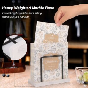 Livabber Napkin Holder, Metal Napkin Holder Modern Freestanding Tissue Paper Dispenser for Table Kitchen Countertop (Marble Base, Black)