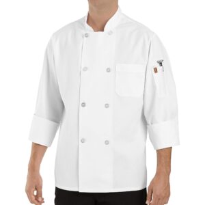 chef designs men's eight pearl button chef coat, white, medium