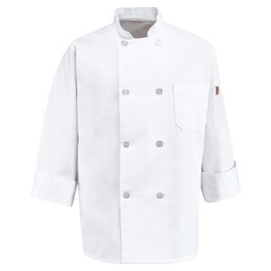 Chef Designs Men's Eight Pearl Button Chef Coat, White, Medium