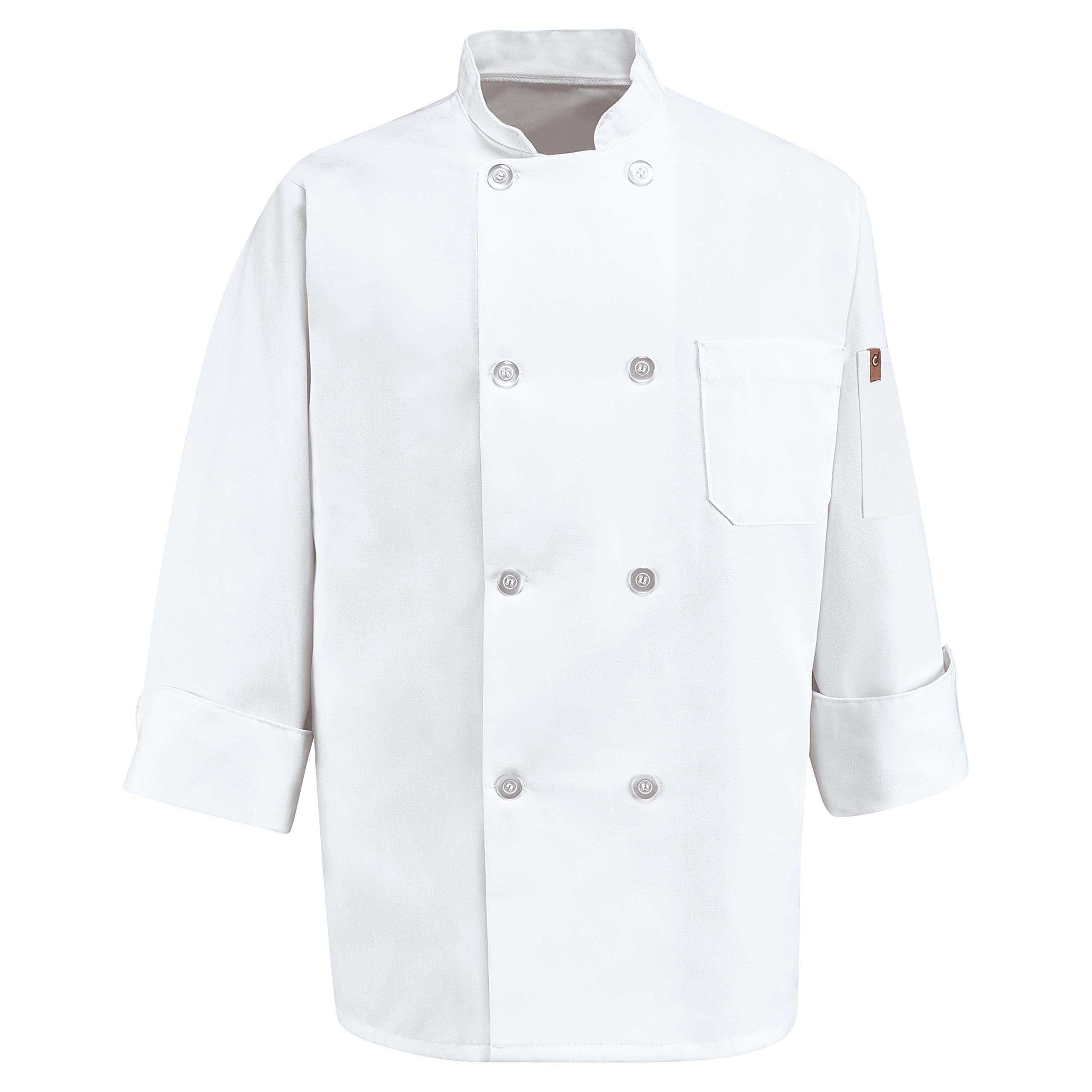 Chef Designs Men's Eight Pearl Button Chef Coat, White, Medium