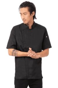 chef works men's springfield chef coat, black, medium