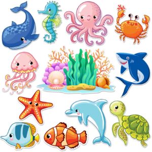 12 pcs cruise door decorations magnetic ocean sea animal car magnets fish cruise door magnet stickers cruise door decorations turtle crab fridge decor for carnival cruise refrigerator door