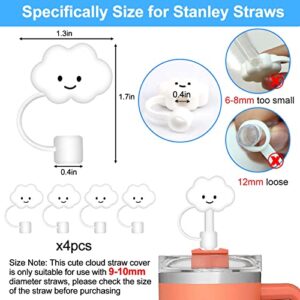 XANGNIER Cloud Straw Covers Cap for Stanley Cup,4 Pcs 9-10 MM Silicone Drinking Straw Topper Plug for Stanley 30&40 Oz Tumbler,Straw Tip Covers for Stanley Cups Accessories,Cloud Shape Straw Protector