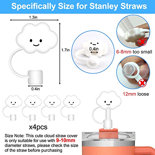 XANGNIER Cloud Straw Covers Cap for Stanley Cup,4 Pcs 9-10 MM Silicone Drinking Straw Topper Plug for Stanley 30&40 Oz Tumbler,Straw Tip Covers for Stanley Cups Accessories,Cloud Shape Straw Protector