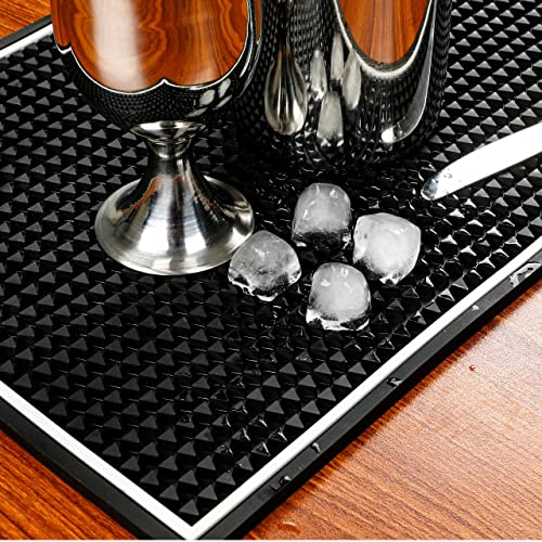 SupremeEight bar mats for countertop - Premium rubber bar mat for home bar, Extra large counter mat for kitchen, coffee, bars and restaurants 18" x 12", Set of 2