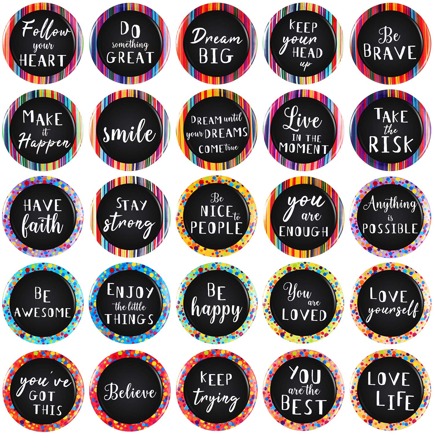 25 Pieces Motivational Refrigerator Magnets Inspirational Magnets Round Quote Magnets for Fridge Classroom Whiteboard Locker Supplies