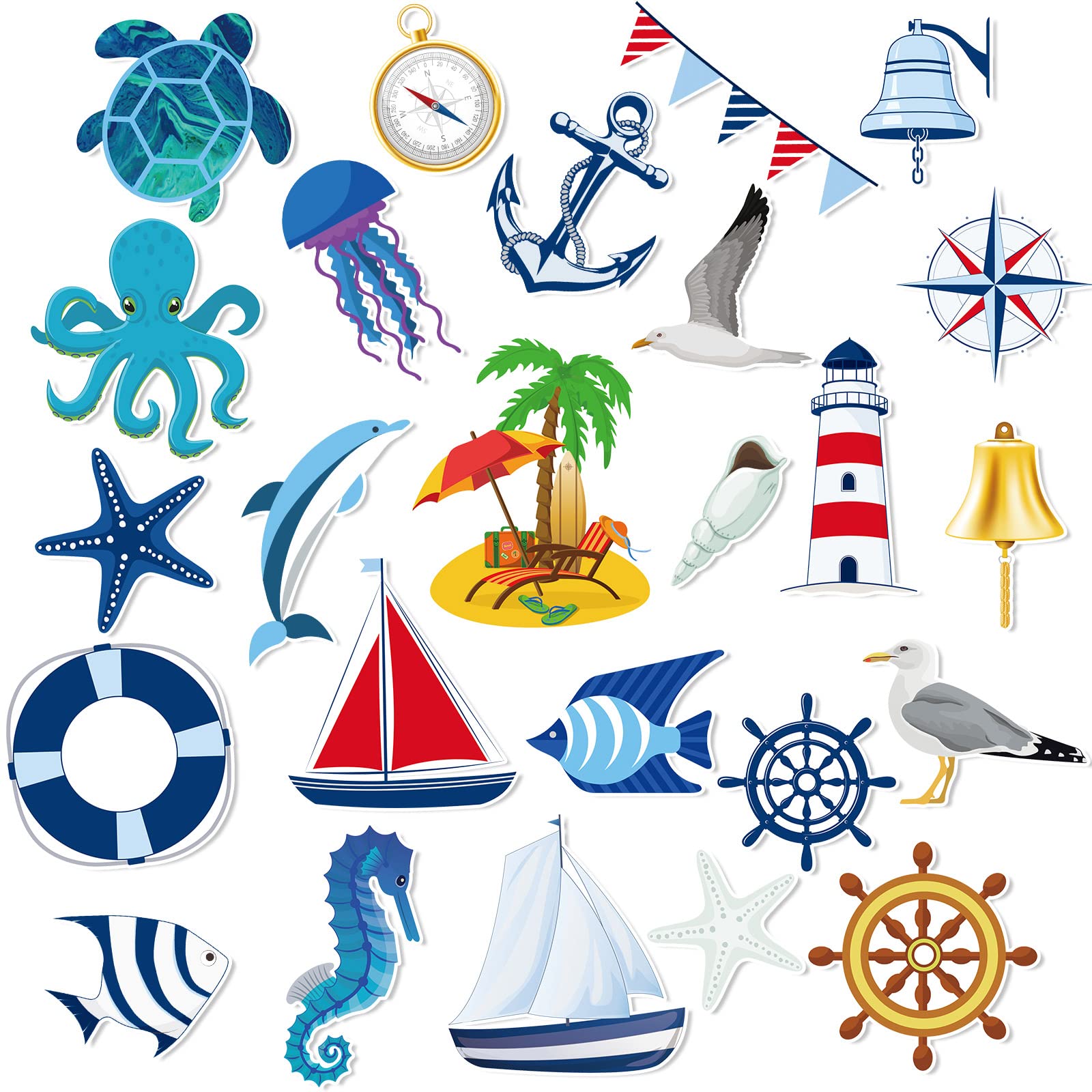 25 Pcs Turtle Car Magnets Cruise Door Magnet Flip Flop Boat Anchor Cruise Ship Decorations Magnetic Fridge Magnet Decal Life Preserver Ring Ship Steering Wheel Decorative Magnets (Cruise Style)