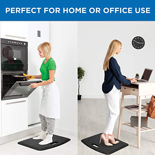 Mount-It! Anti Fatigue Floor Mat | Standing Comfort Mat for Standing Desk, Home, Office, Kitchen, Garage | Anti-Slip Washable Surface| 18"x22" | Rubberized Gel Foam Black