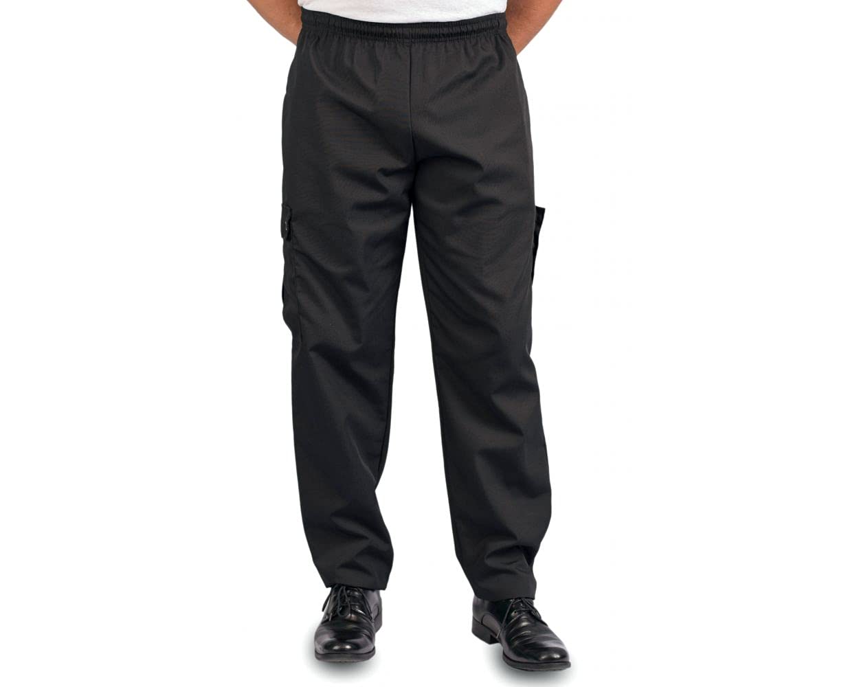 KNG Black Baggy Cargo Chef Pants for Men and Women – Drawstring Waist L