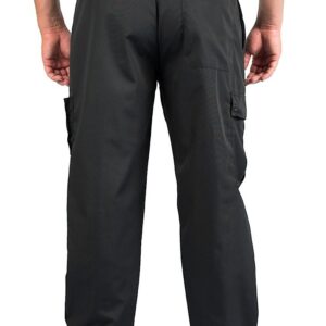 KNG Black Baggy Cargo Chef Pants for Men and Women – Drawstring Waist L