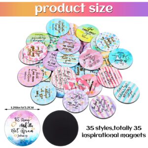 35 Pcs Christian Magnets Inspirational Refrigerator Magnets Motivational Fridge Magnets Round Quotes Spiritual Bible Verse Magnets for Fridge Supplies,1.35 Inches Diameter(Bible Verses)