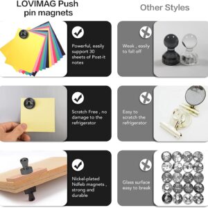 LOVIMAG 50Pcs Fridge Magnets, Black Refrigerator Magnets for Whiteboard, Strong Metal Magnets for Fridge, Whiteboard, Office, Classroom, Map, Kitchen