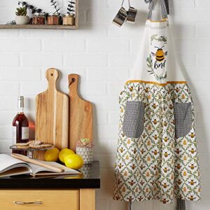 DII Women's Spring & Summer Apron Collection Adjustable, Two Large Pockets & Extra Long Ties, One Size Fits Most, Sweet Bee