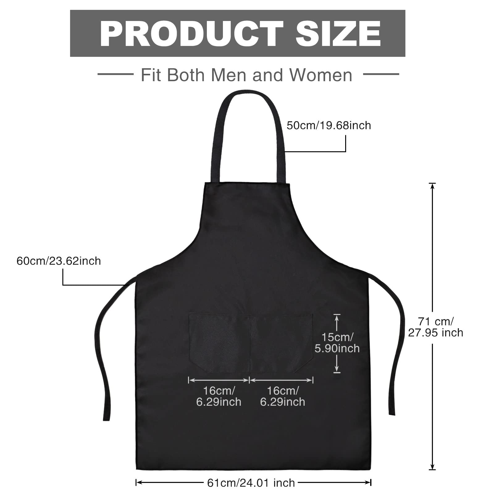 Tarpop 24 Pack Bib Aprons Unisex Commercial Apron Resistant Apron Kitchen BBQ Crafting Aprons for Women Men Chef (Black)