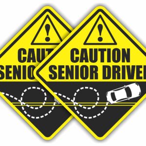 2 Funny Prank Caution Senior Driver Car Magnet Sign Gag Gifts for Elderly Women, Men, New Drivers & Student Drivers, Great Joke Gift for Over 40 & 50 Year Old People & Other UFO Driving Life Forms