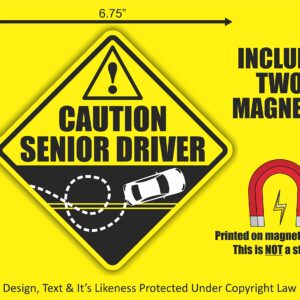 2 Funny Prank Caution Senior Driver Car Magnet Sign Gag Gifts for Elderly Women, Men, New Drivers & Student Drivers, Great Joke Gift for Over 40 & 50 Year Old People & Other UFO Driving Life Forms