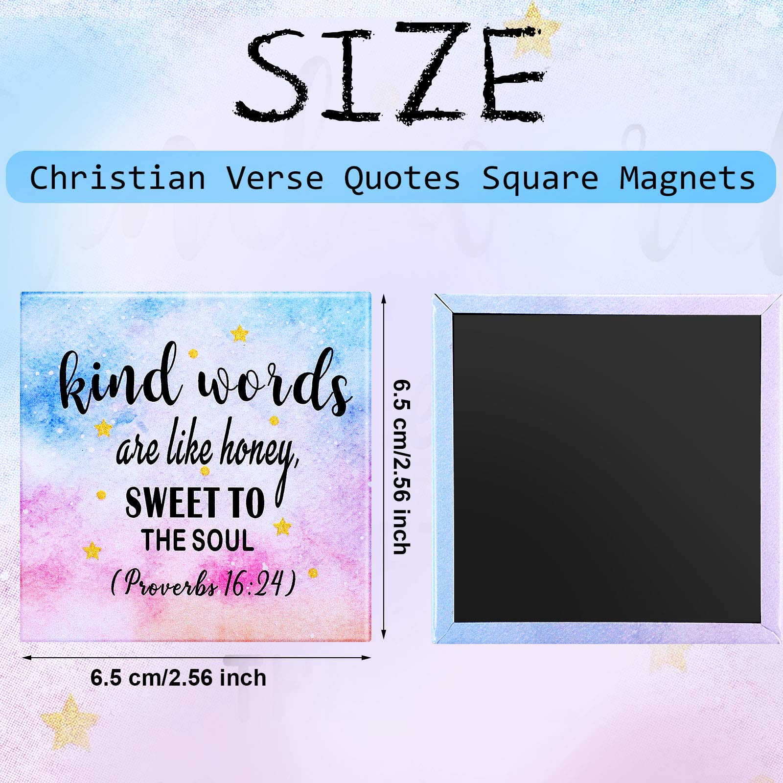 Weewooday 12 Pieces Christian Magnets Inspirational Refrigerator Magnets Verse Square Motivational Fridge Magnets Bible Verses Scripture Quotes Magnet for Locker Fridge Supplies