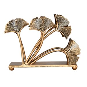 OwlGift Modern Ginkgo Leaves Design Napkin Holder for Tables, Metal Paper Napkin Storage for Kitchen, Stylish Paper Towel Dispenser, Mail Letter Sorter Rack, Document File Organizer – Bronze