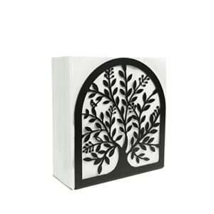 fobule napkin holder for tables, vintage metal freestanding tissue dispenser, black cast iron vertical tabletop paper napkin holder stand for dinner home kitchen restaurant picnic party (tree of life)