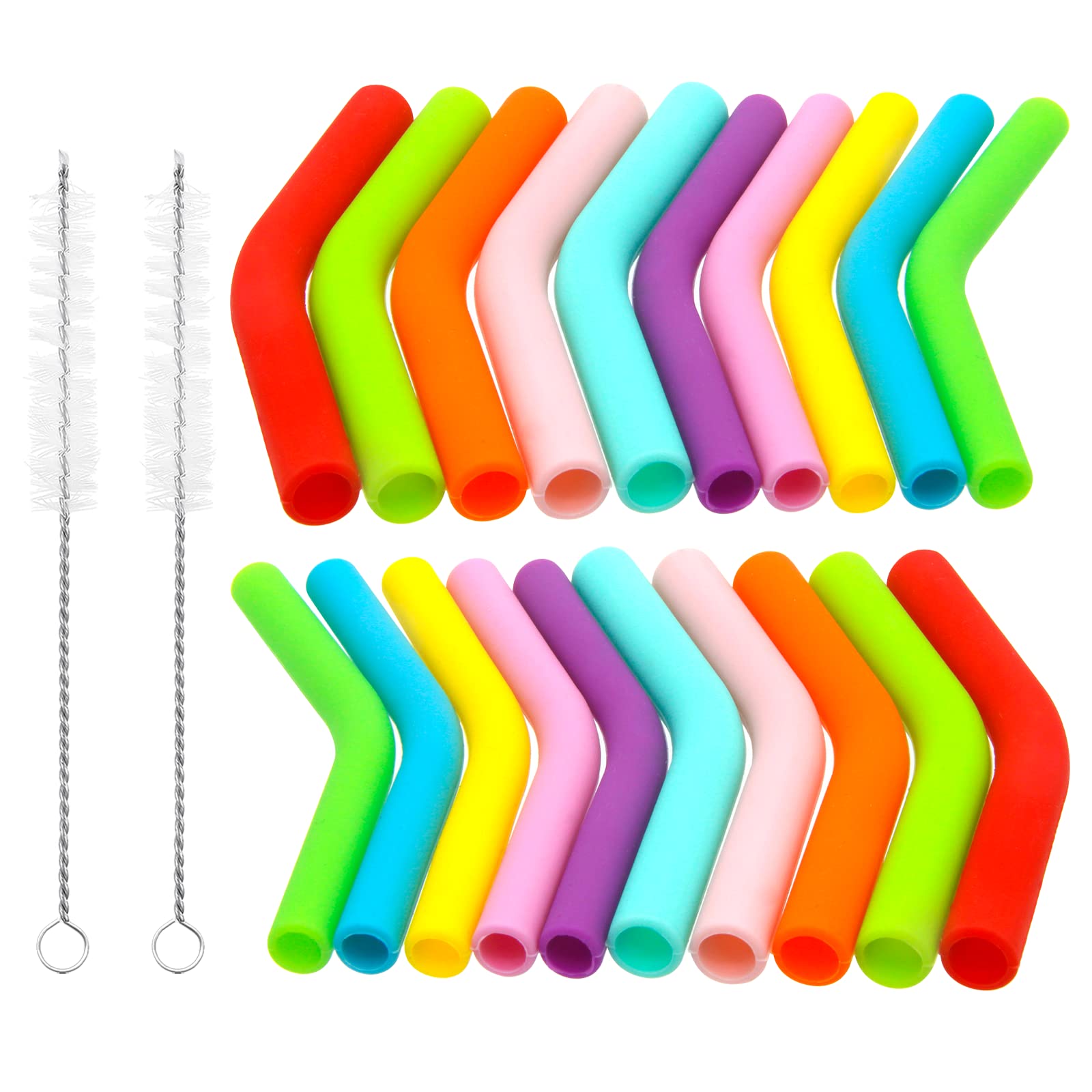 40 Pcs Food Grade Silicone Straw Elbows Tips, Soft Reusable Stainless Steel Straw Nozzles Fit for 1/3" and 1/4" Wide (8mm and 6mm） Outer Diameter Stainless Steel Straws, Multicolor